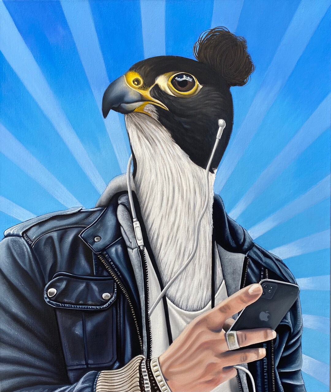 Millennial Falcon (christopher) *original Painting/oil on Canvas/pun ...
