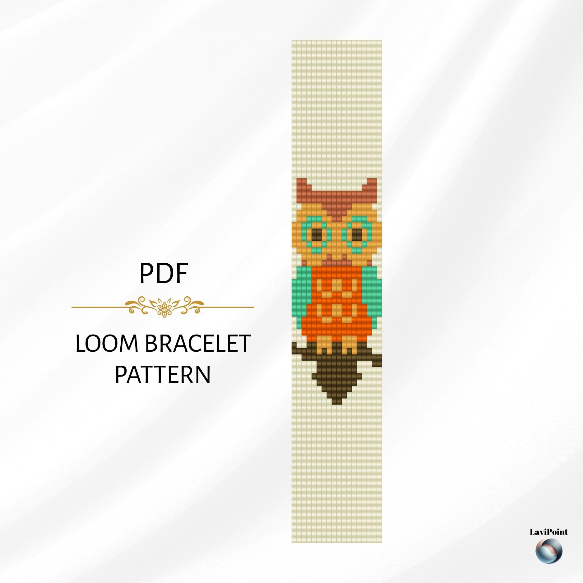 Bird Loom Bracelet Pattern / Colorful Owl Beaded Loom Bracelet Pattern ...