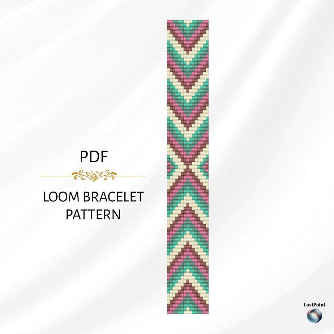 Chevron Loom Bracelet Pattern - Boho Arrow Bead Design - Miyuki Delica ...