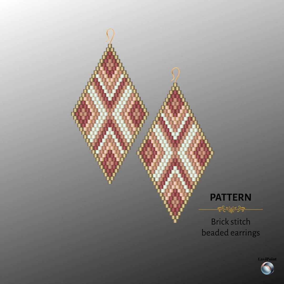 Brick Stitch Beaded Earrings PDF Pattern - Miyuki Delica 11/0 Beadwork ...