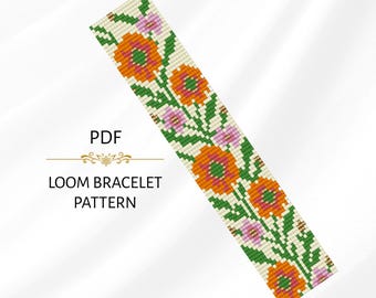 Loom Bead Bracelet Pattern / Digital Loom Bracelet Tutorial / Floral Loom Bracelet Pattern PDF ...