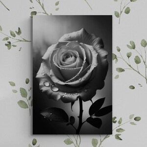 Single Rose Wall Art, Digital Download, Minimalist Floral Print ...