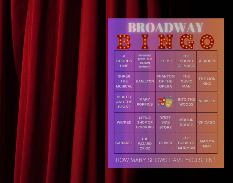 Broadway Bingo - Etsy