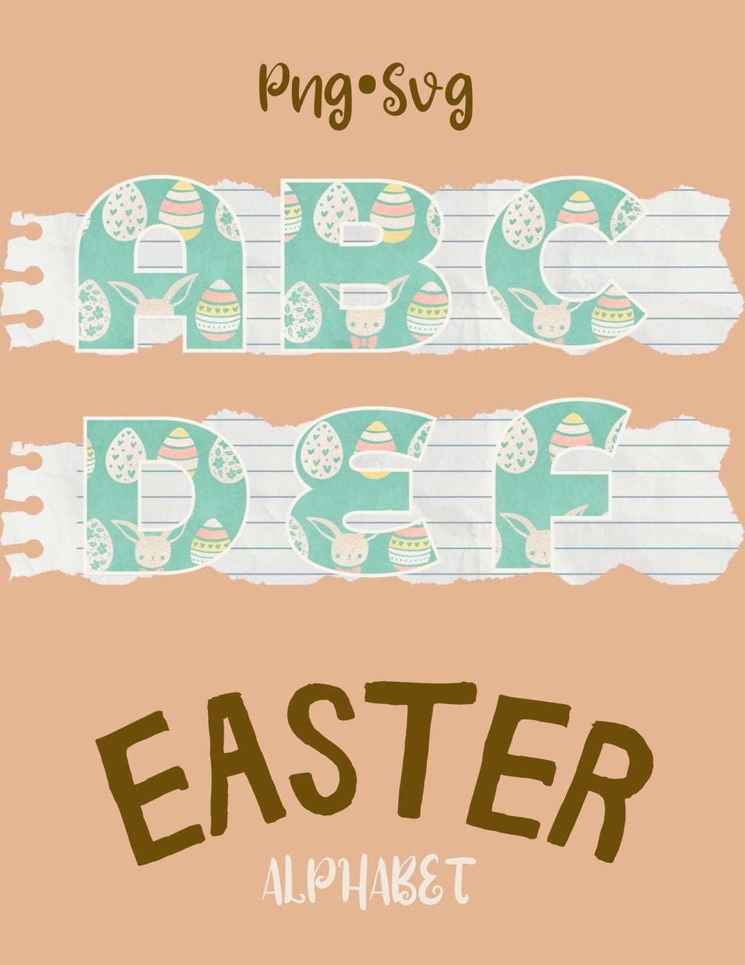 Easter Alphabet Png Bundle, Pastel Easter Alphabet Letters Svg, Bunny ...