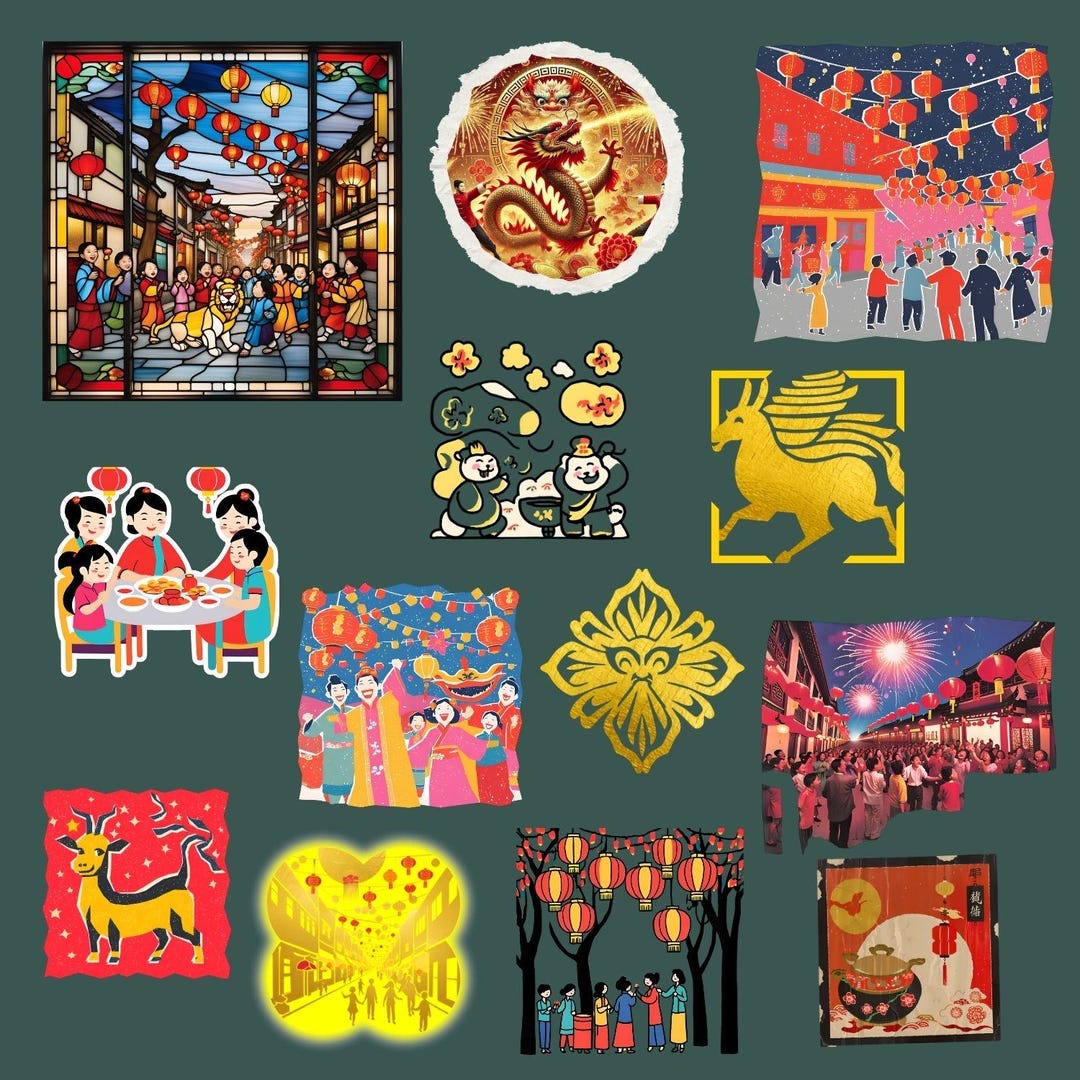 2025 Chinese New Year Png Bundle Lunar New Year Clipart Year of the ...