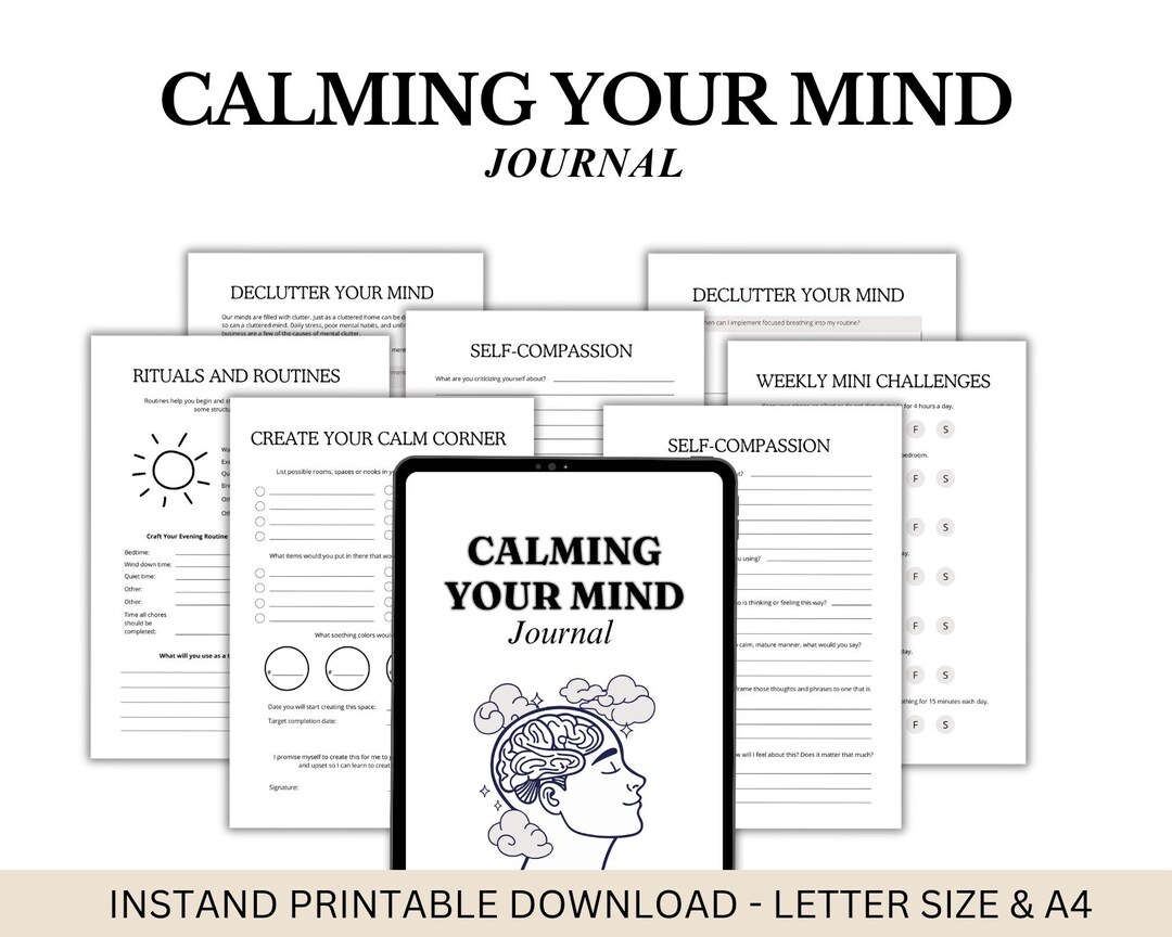 Calming Your Mind Journal: Mental Health & Self-care Planner (digital ...