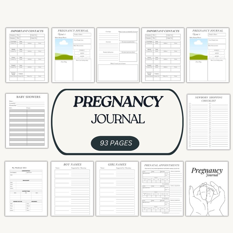 Editable Digital Pregnancy Journal & Planner (digital Download) - Etsy