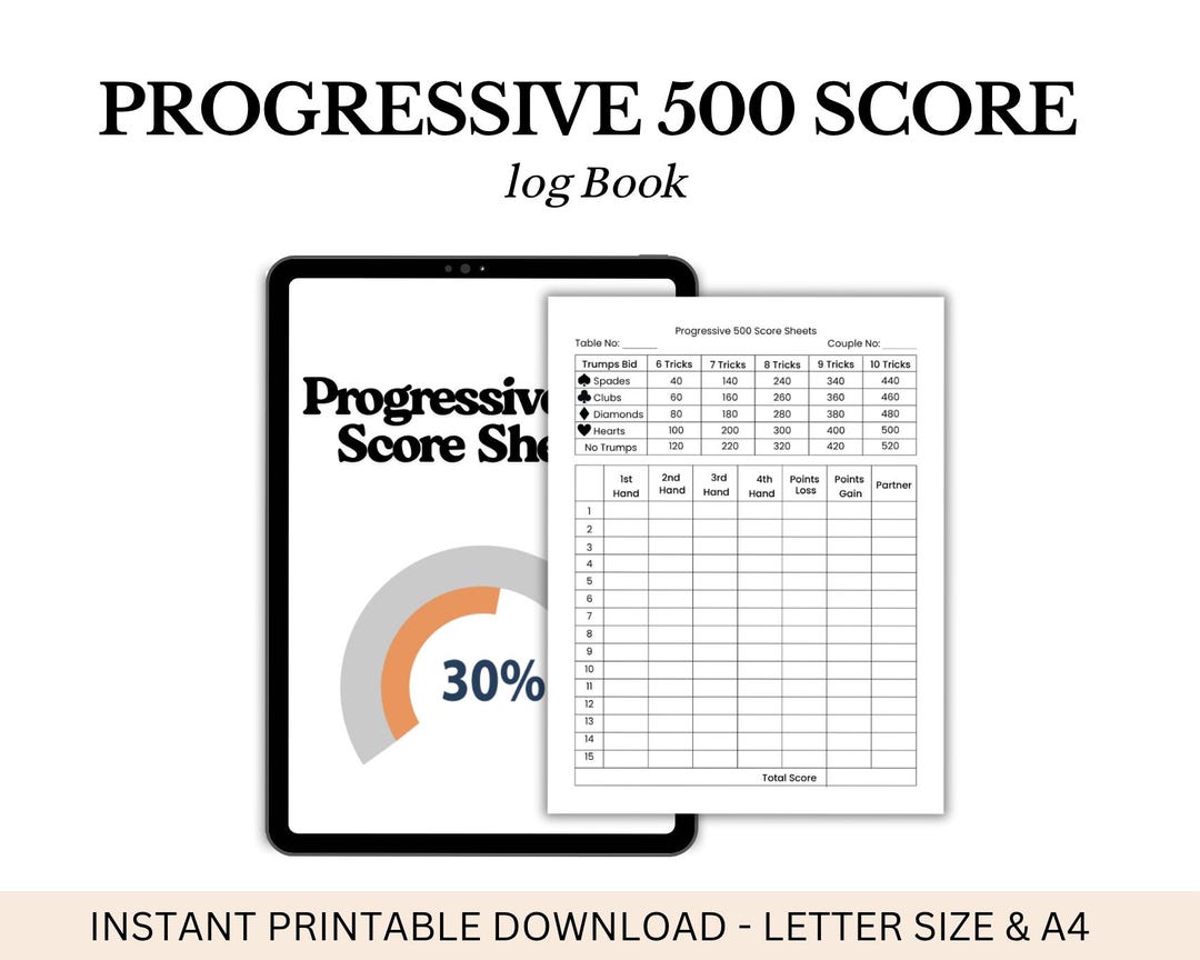 Progressive 500 Score Sheet: Printable PNG PDF (download) - Etsy UK
