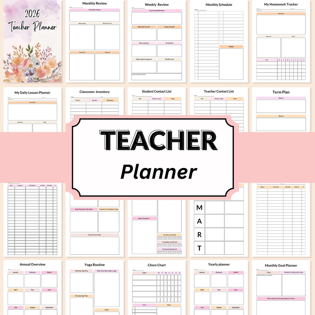 2026 Teacher Planner | Lesson Plan | Attendance and Grade Tracker ...