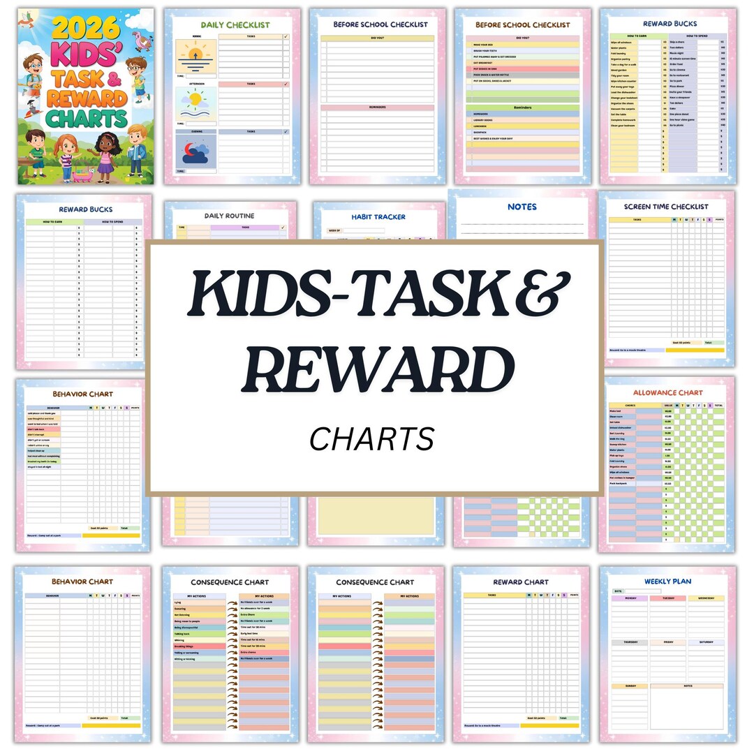 Kids Task Reward Chart 2026 | Habit Tracker, Allowance (printable Canva ...