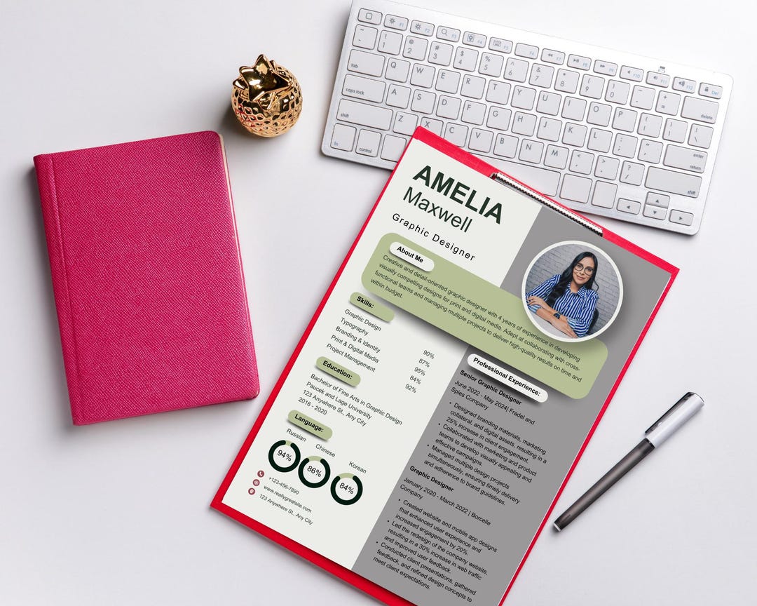 Graphic Designer Resume Template: Swiss Design Canva CV - Etsy