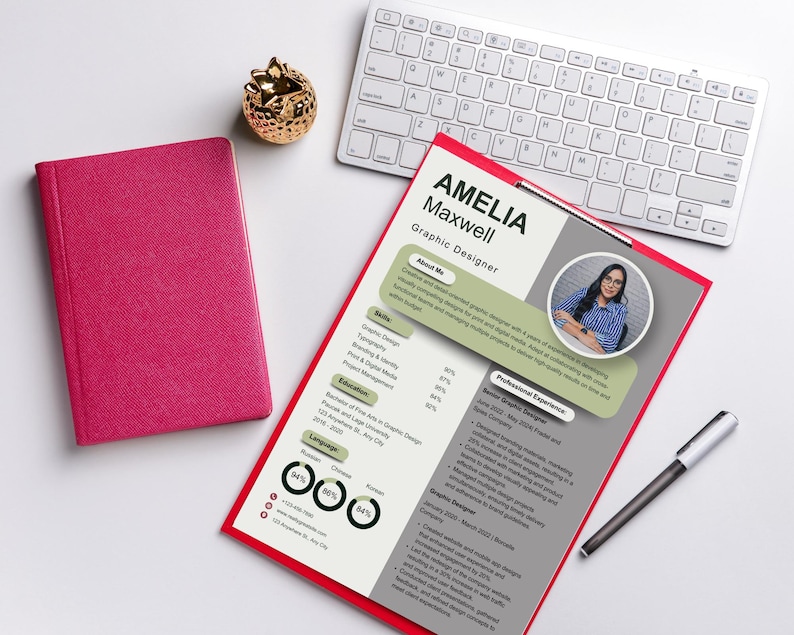 Graphic Designer Resume Template: Swiss Design Canva CV - Etsy