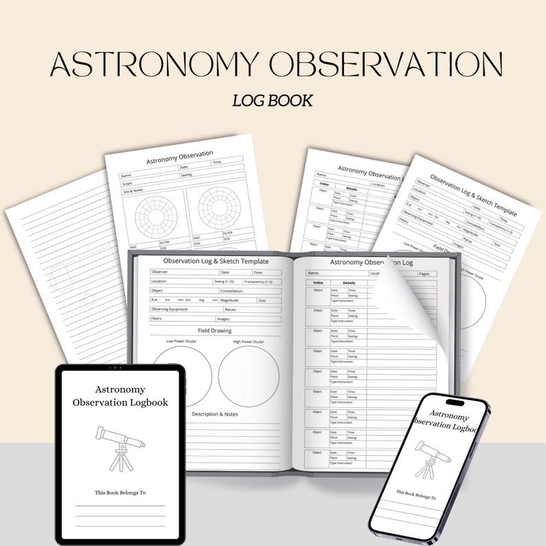 Printable Astronomy Observation Logbook: Star Gazing Journal (PDF ...