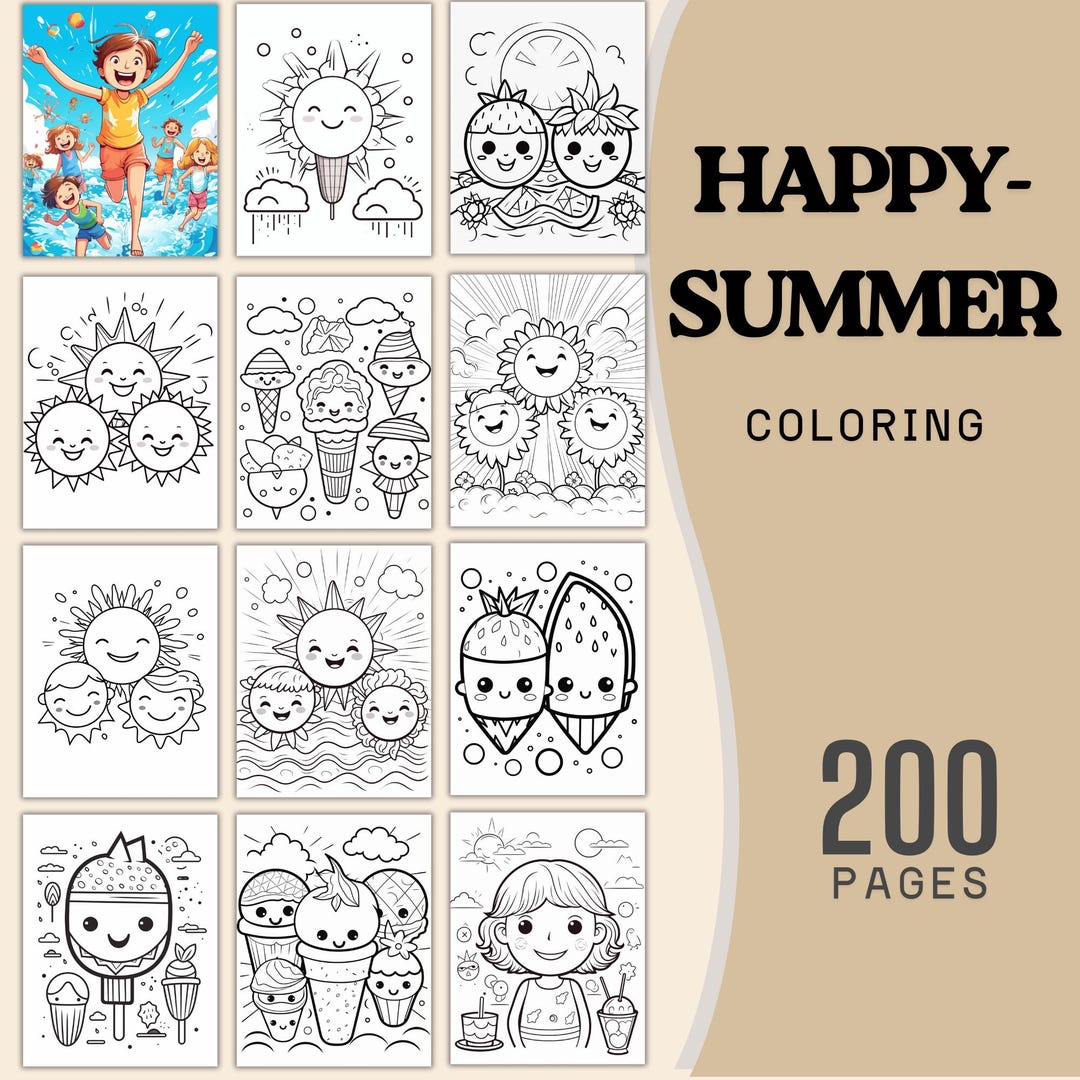 Summer Coloring Pages: Beach Theme Activity Book (digital Download) - Etsy