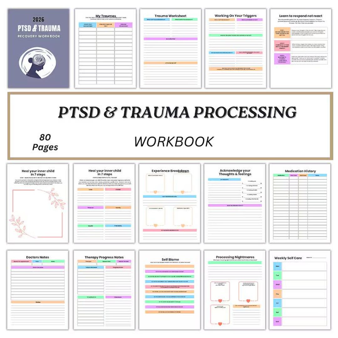 2026 PTSD Trauma Processing Workbook | Therapy Worksheets, Safety Plan ...