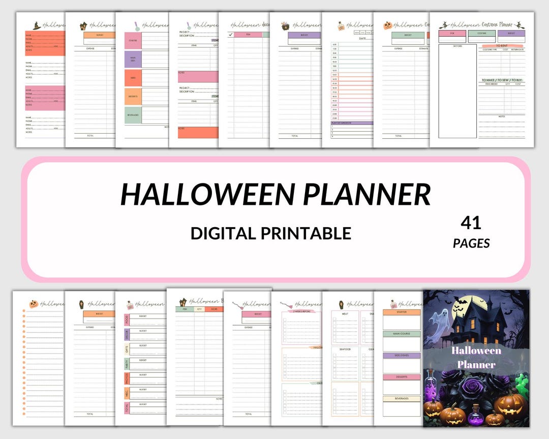 Printable Halloween Planner Insert: Fall Party Schedule (digital ...