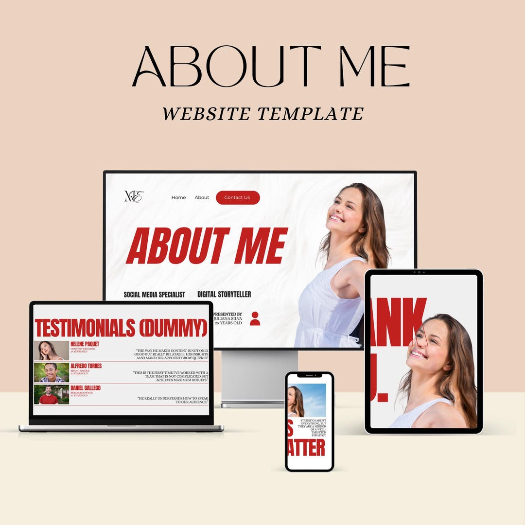 About Me Website Template: Canva Digital Portfolio - Etsy