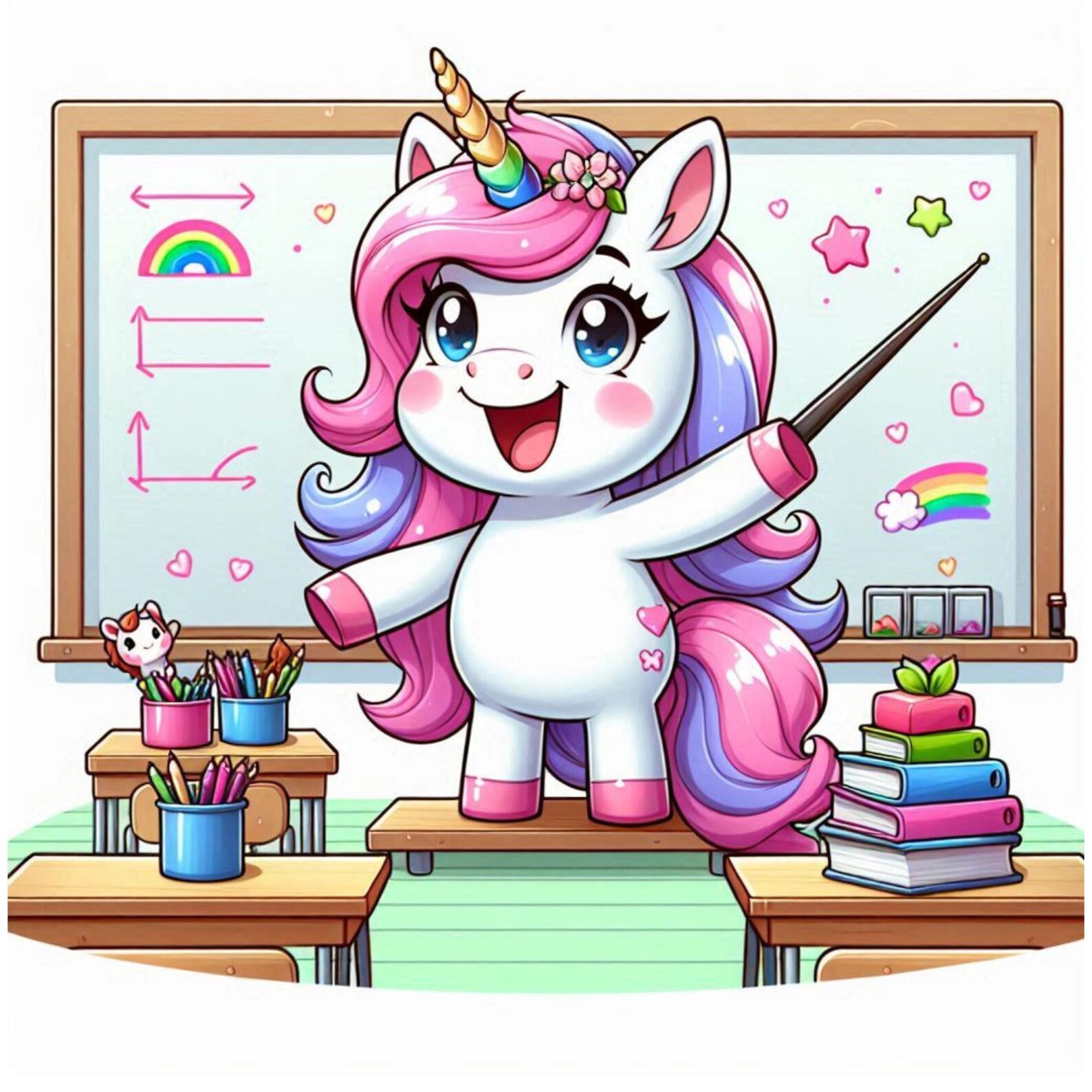 Magical Unicorn Clipart PNG Whimsical Unicorn Teaching a Class Cute ...