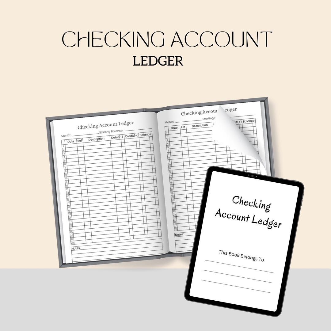 Account Checkbook Register Ledger Digital Expense Tracker Excel, Budget ...