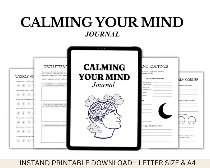 Calming Your Mind Journal: Mental Health & Self-care Planner (digital ...