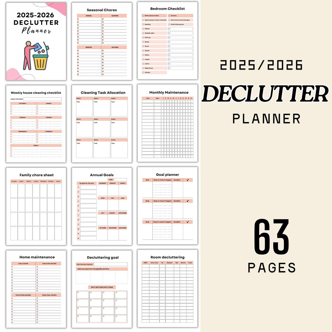 Declutter Planner, Declutter Checklist, Printable Declutter Challenge ...