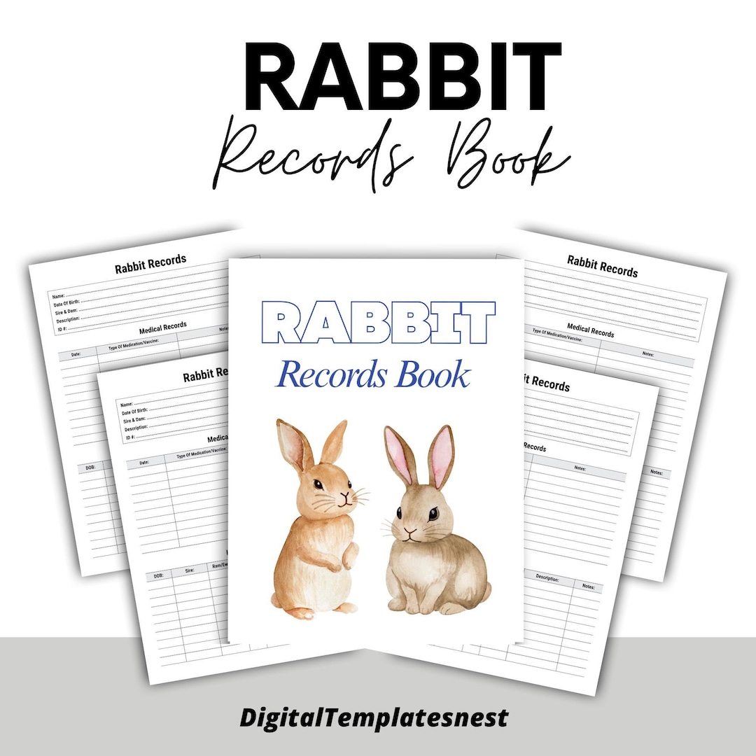 Rabbitry Log Book | Rabbitry Log | Rabbit Journal | Rabbitry Journal ...