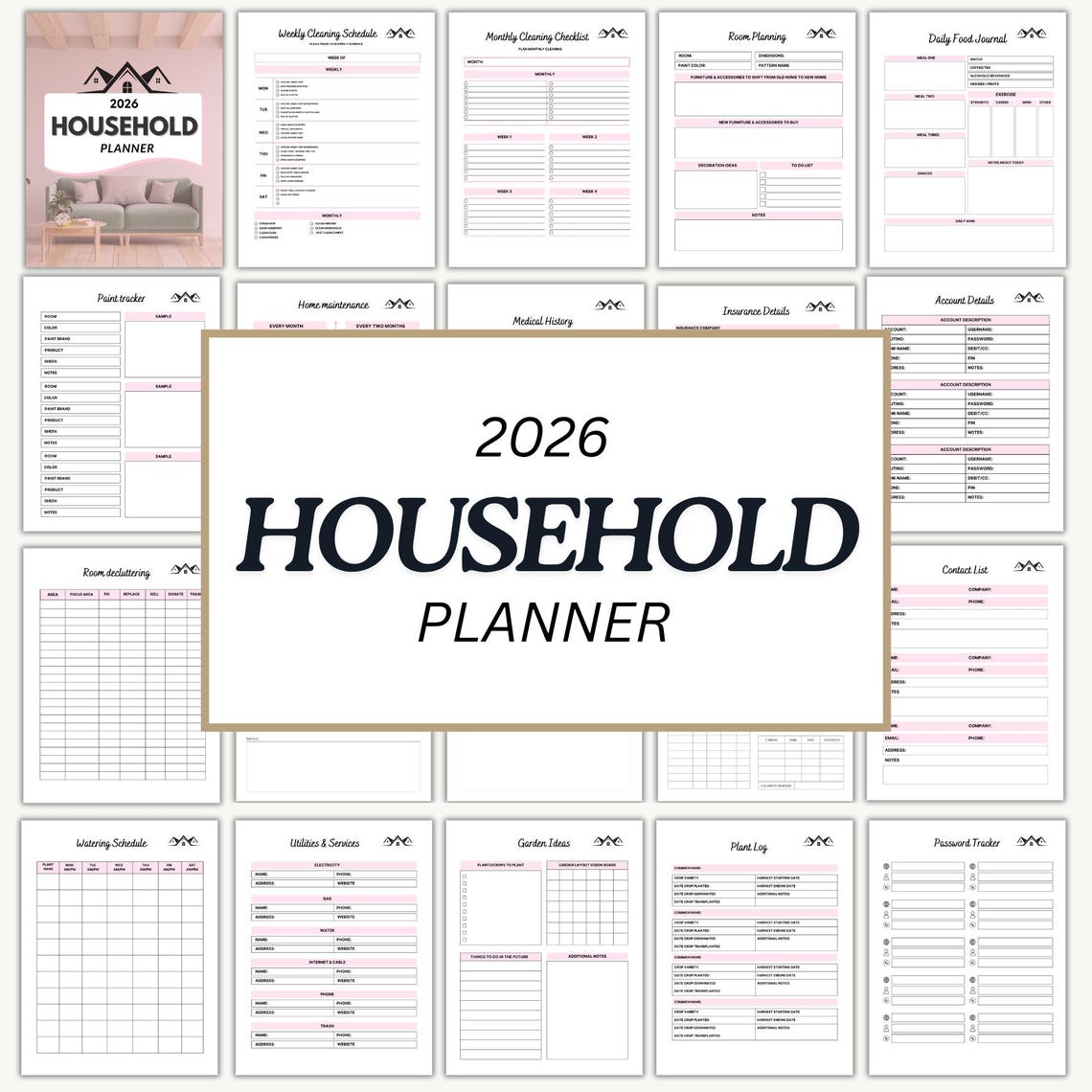 Printable Household Planner, Home Management Binder (digital Download ...