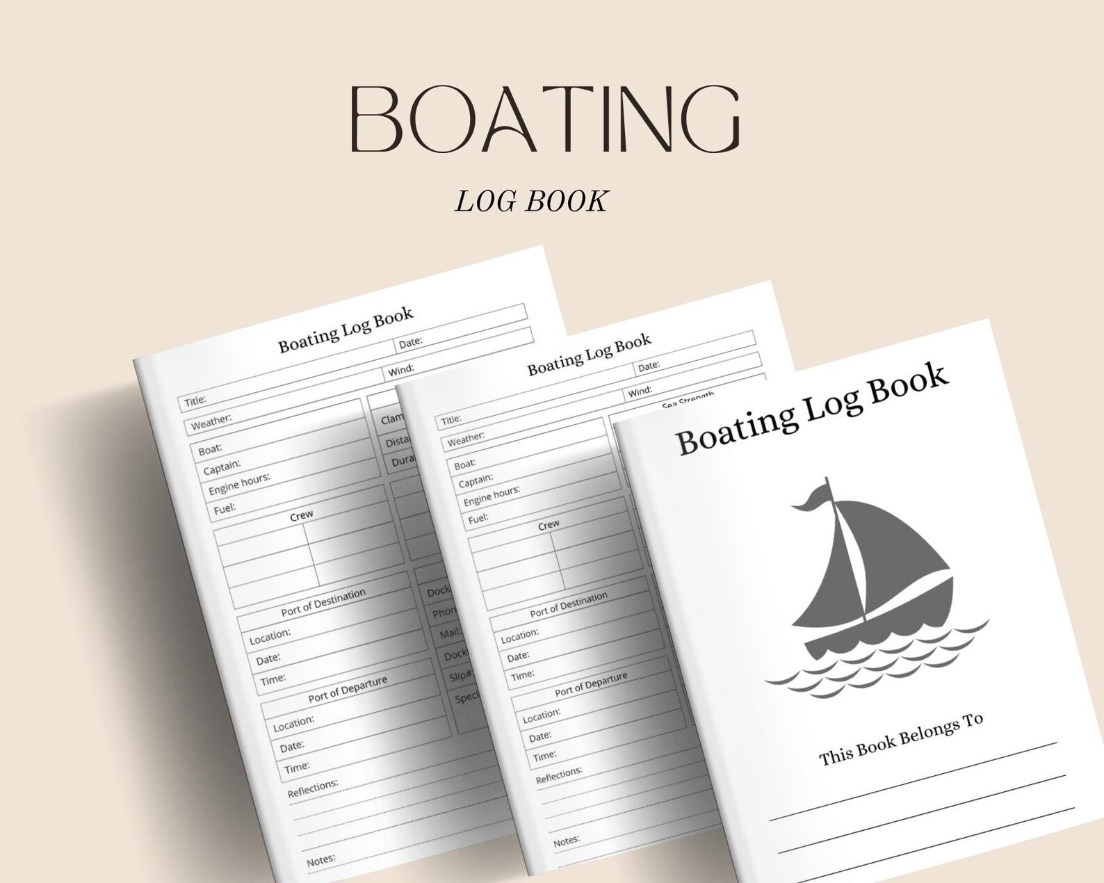 Nautical Ship Captain's Log Book: Printable Boating Journal (digital ...