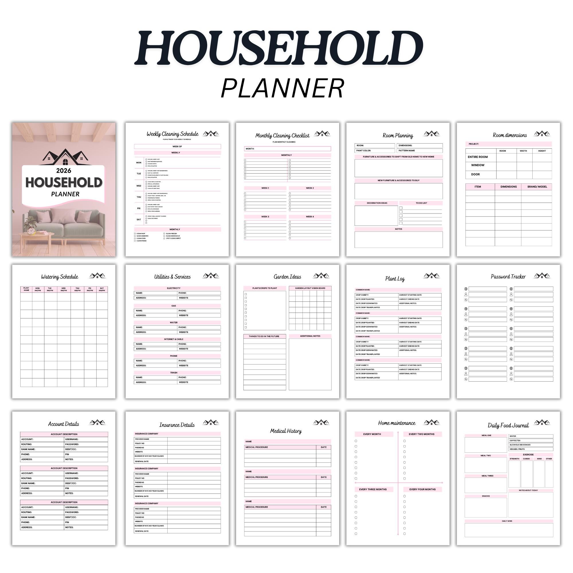 Printable Household Planner, Home Management Binder (digital Download ...