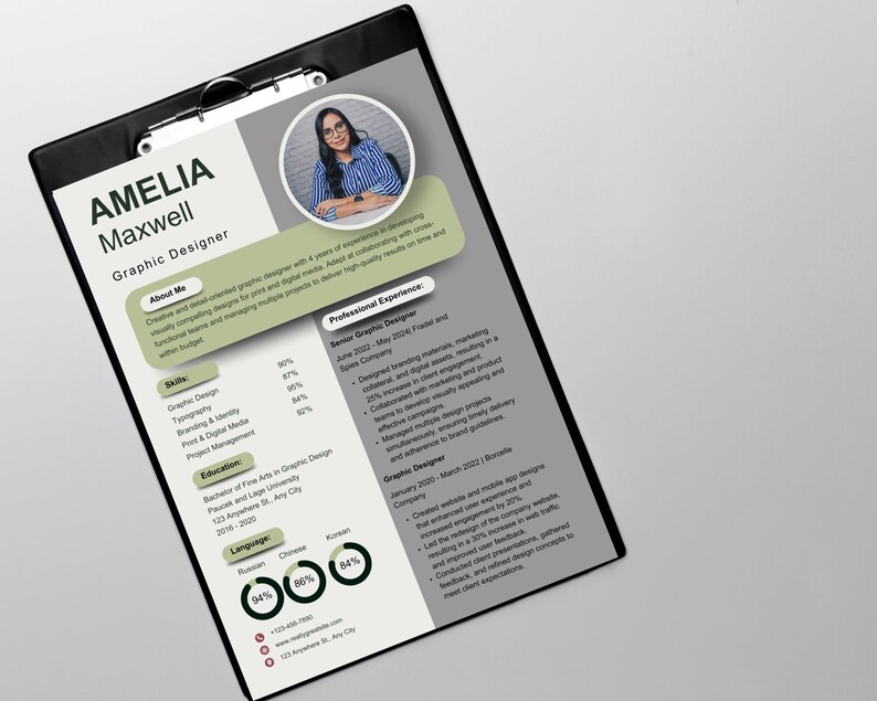 Graphic Designer Resume Template: Swiss Design Canva CV - Etsy