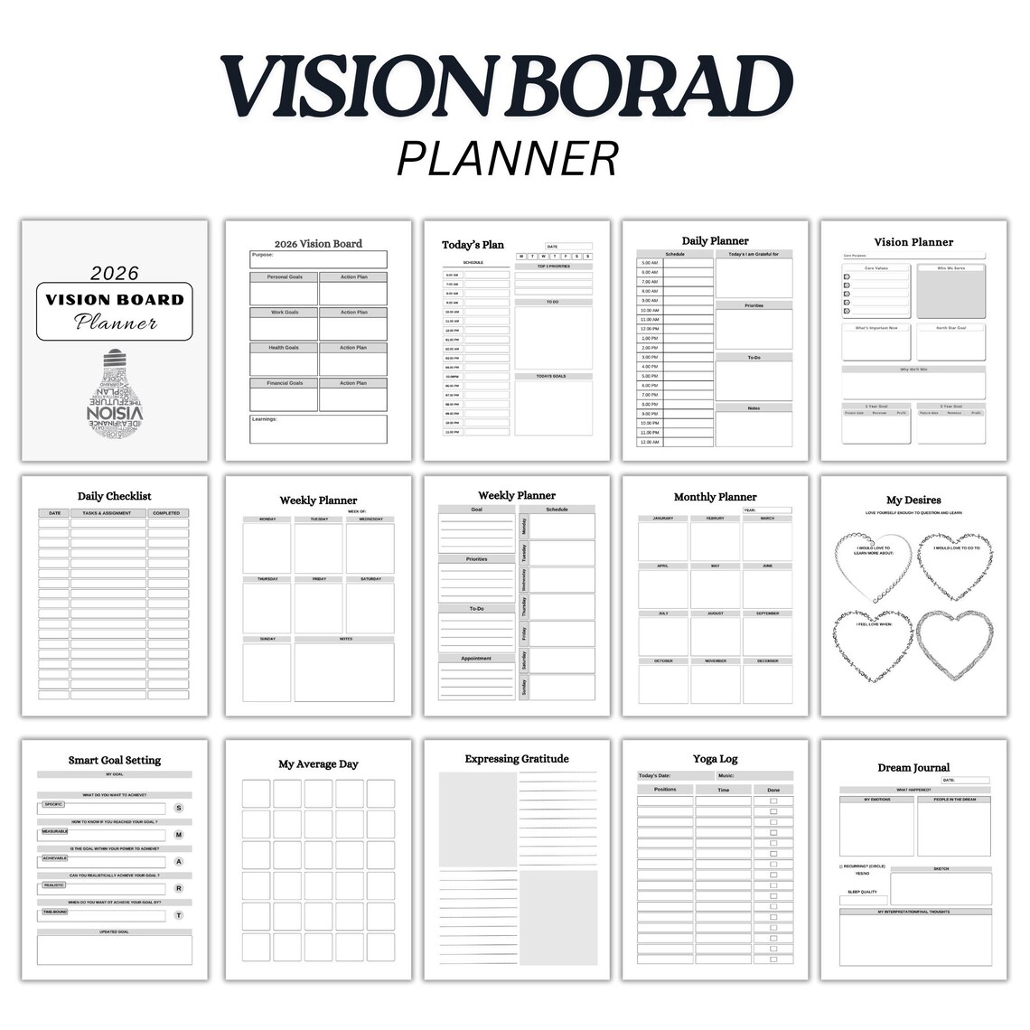 2026 Vision Board Kit, Goal Planner, Manifestation Journal - Etsy
