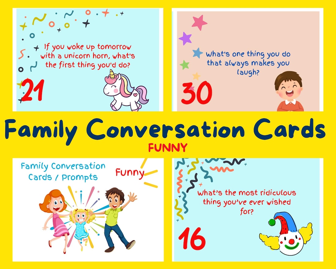 Dinner Conversation Cards for Kids 30 Fun Family Questions Ages 4-10 ...
