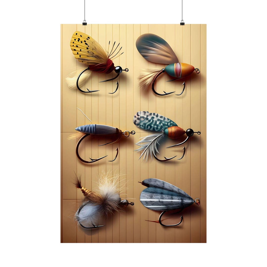 Fishing Fly Vertical Posters, Cabin Decor, Angler Gift, Nature Art, Fly ...
