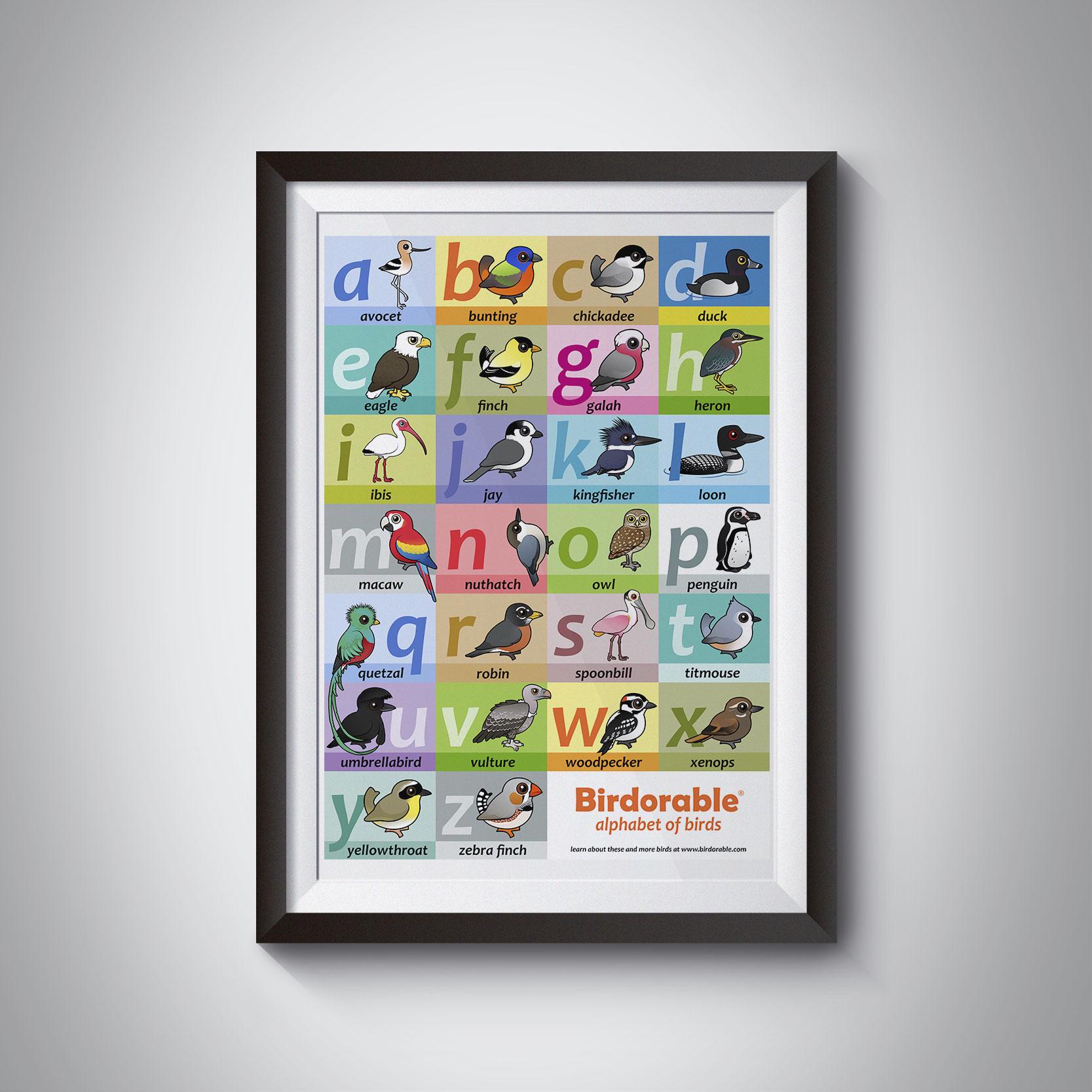 Birdorable Alphabet of Birds Poster | Thick Matte Paper Wall Art for ...