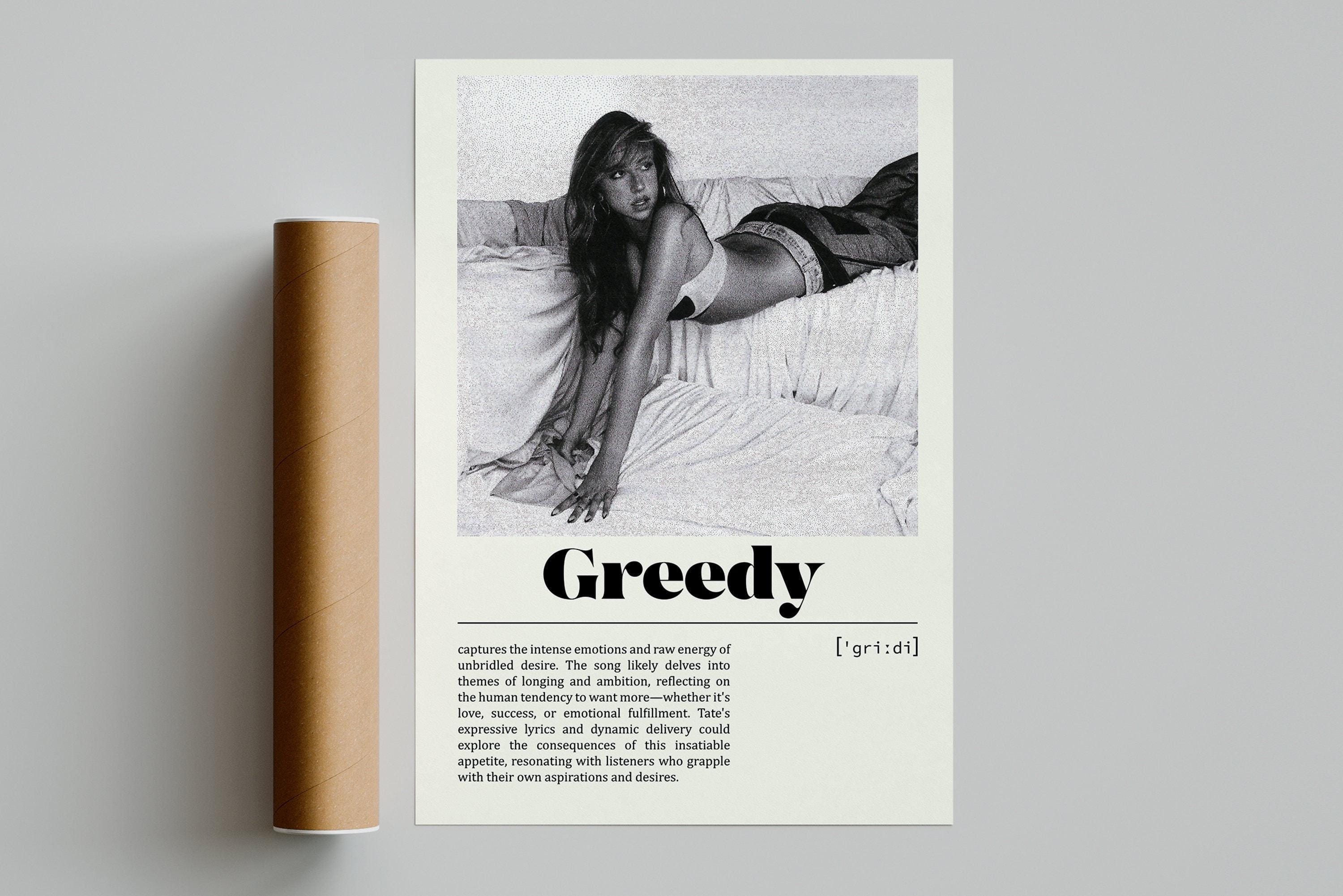 Tate Mcrae Greedy Poster Minimalist Music Poster Vintage Retro Art ...