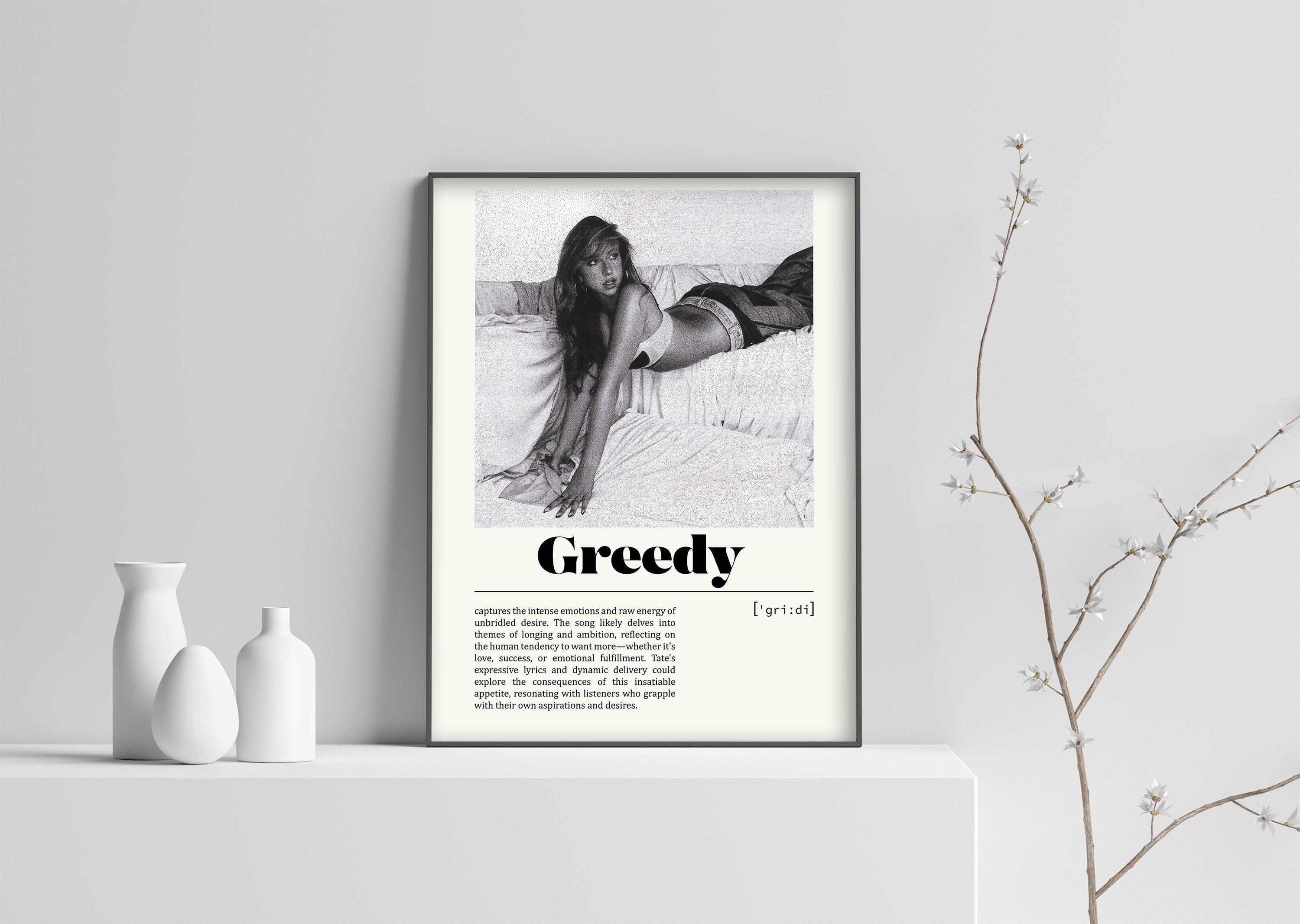 Tate Mcrae Greedy Poster Minimalist Music Poster Vintage Retro Art ...