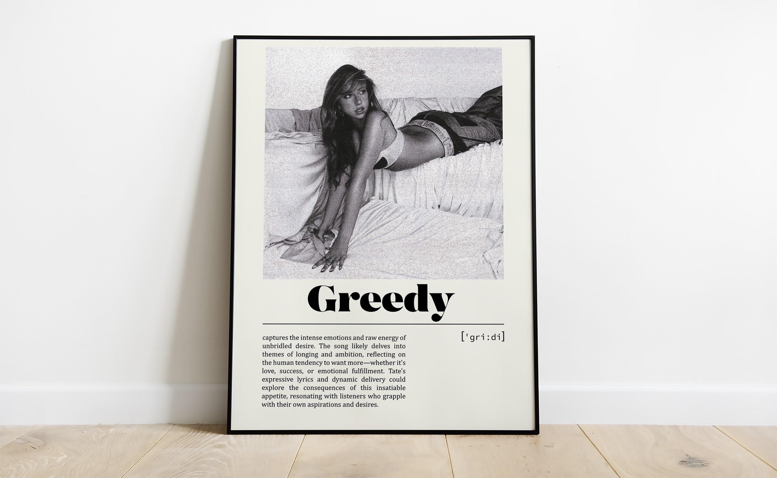 Tate Mcrae Greedy Poster Minimalist Music Poster Vintage Retro Art ...