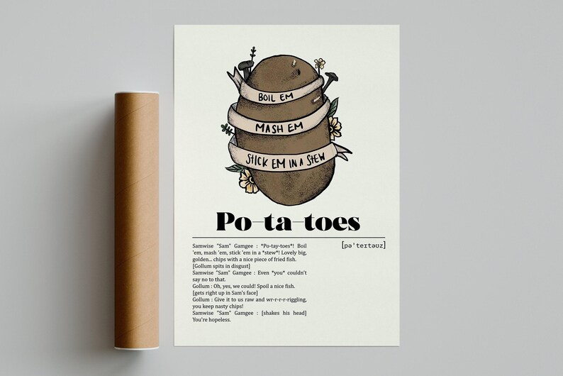 LOTR Po-ta-toes Poster Peter Jackson Minimalist Movie Poster Vintage ...