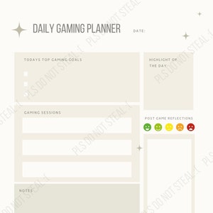 Daily Gaming Planner Printable: Game Session Tracker (PDF & PNG) - Etsy