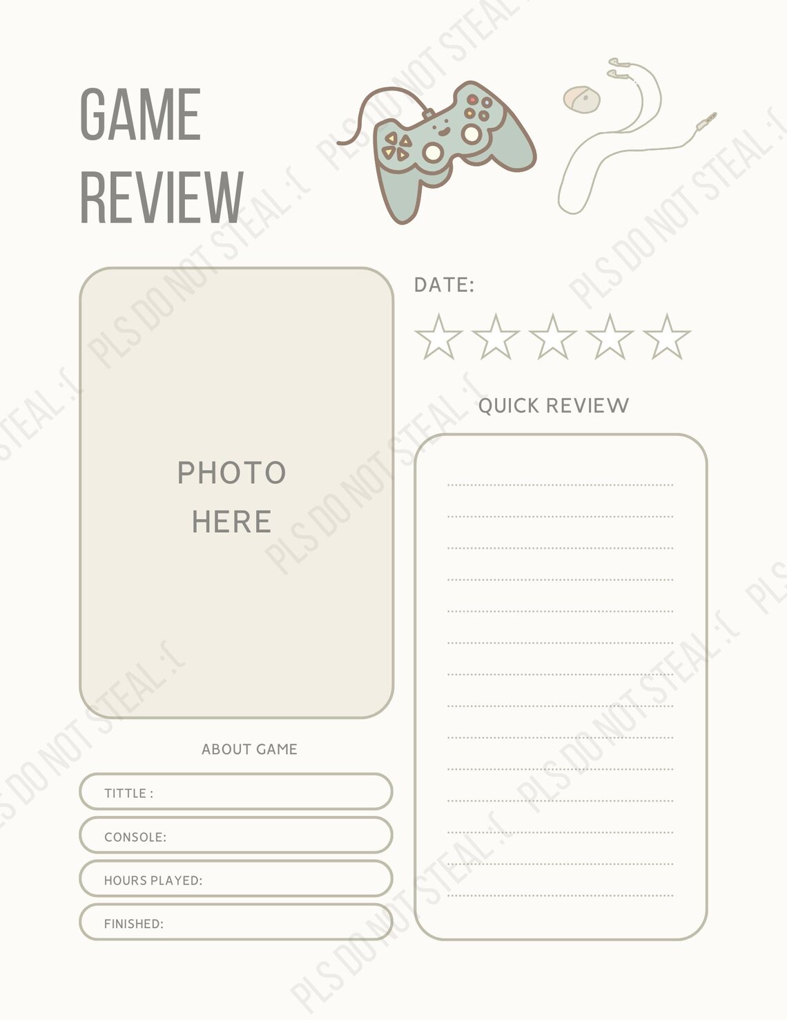 Printable Game Review Planner Pages: Cozy Gaming Journal (PDF & PNG) - Etsy