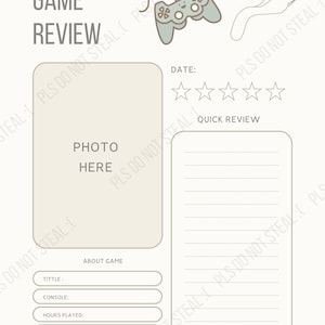 Printable Game Review Planner Pages | 2 Layouts Included | Digital ...