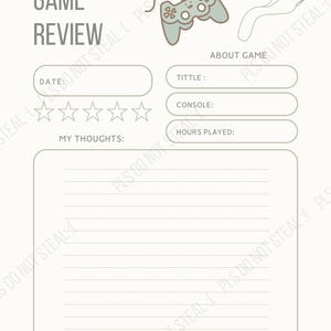 Printable Game Review Planner Pages: Cozy Gaming Journal (PDF & PNG) - Etsy
