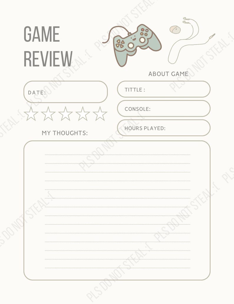 Printable Game Review Planner Pages | 2 Layouts Included | Digital ...