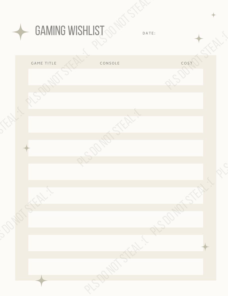 Gaming Tracker Bundle: Wishlist, Release, Backlog (digital Download PDF ...