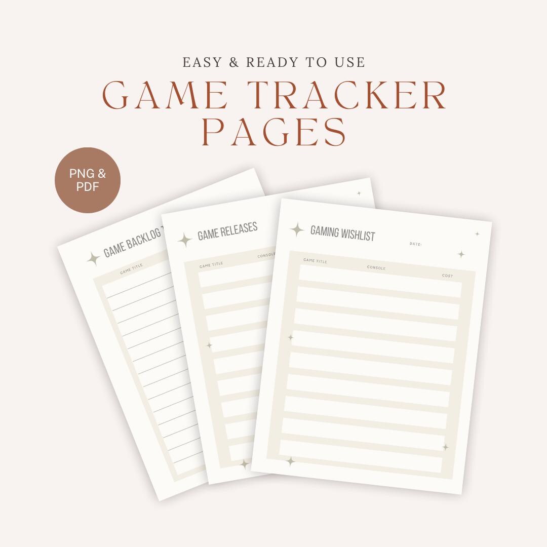 Gaming Tracker Bundle: Wishlist, Release, Backlog (digital Download PDF ...