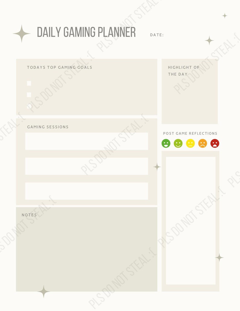 Daily Gaming Planner Printable | Video Game Tracker Page | Gaming ...
