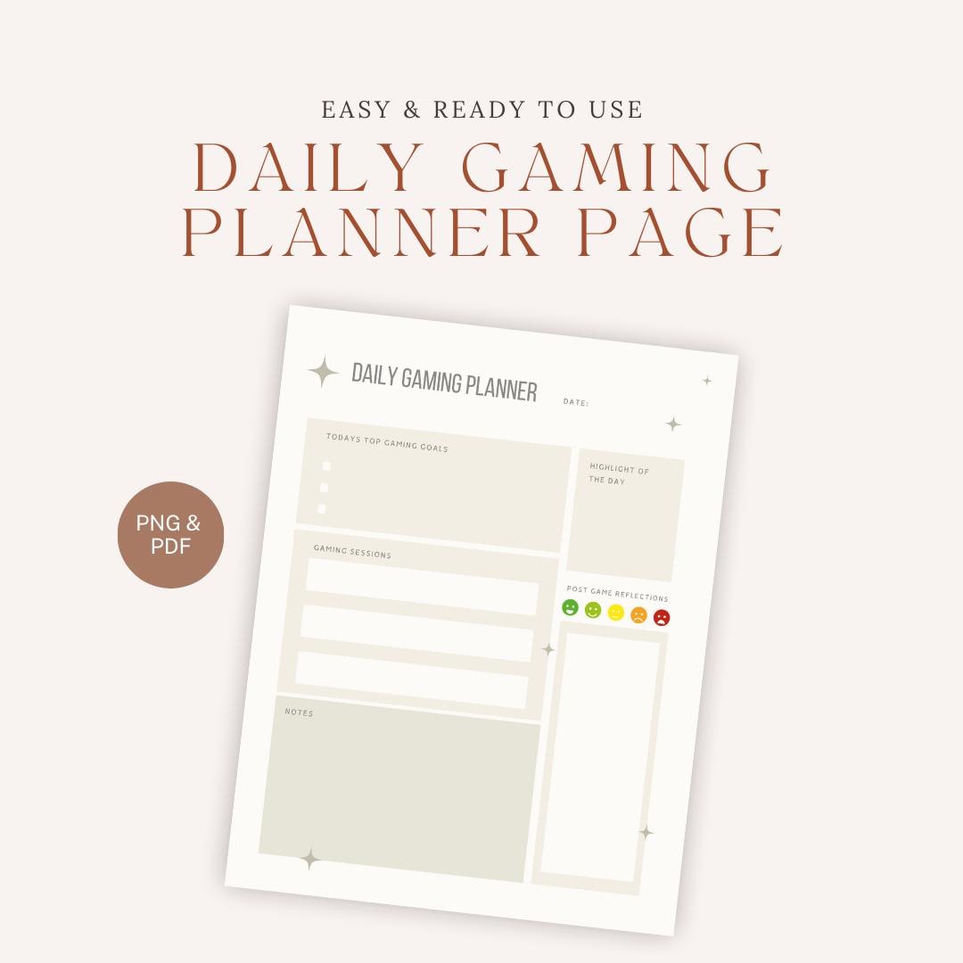 Daily Gaming Planner Printable: Game Session Tracker (PDF & PNG) - Etsy