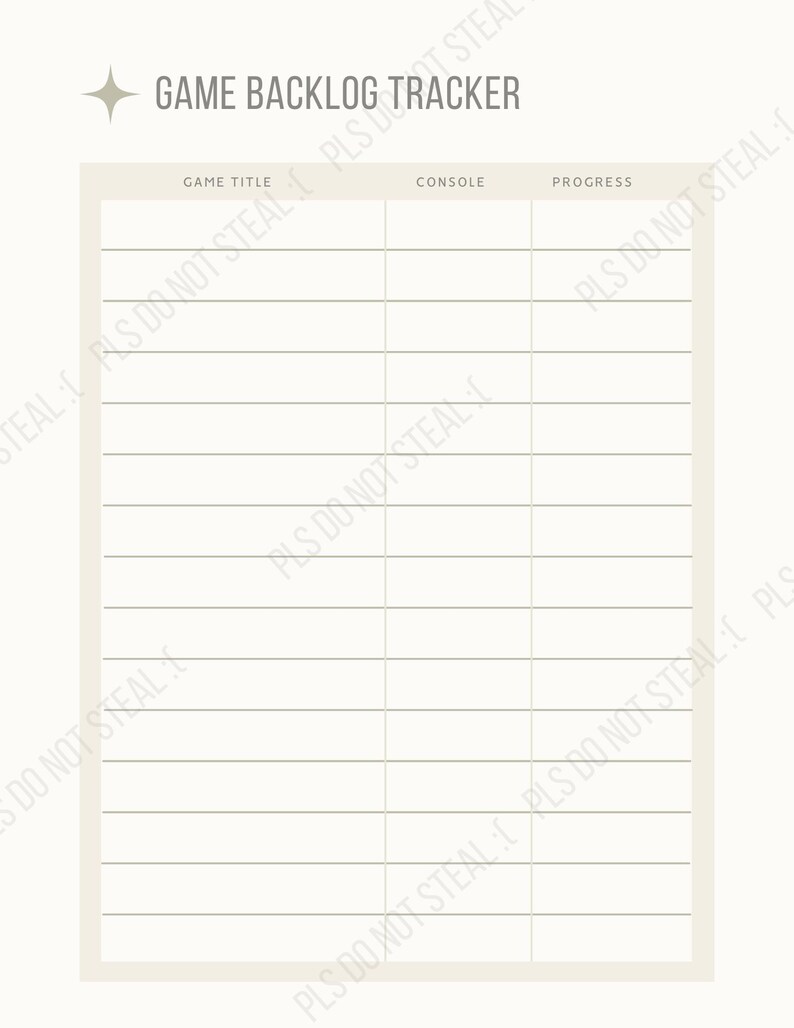 Gaming Tracker Bundle: Wishlist, Release, Backlog (digital Download PDF ...