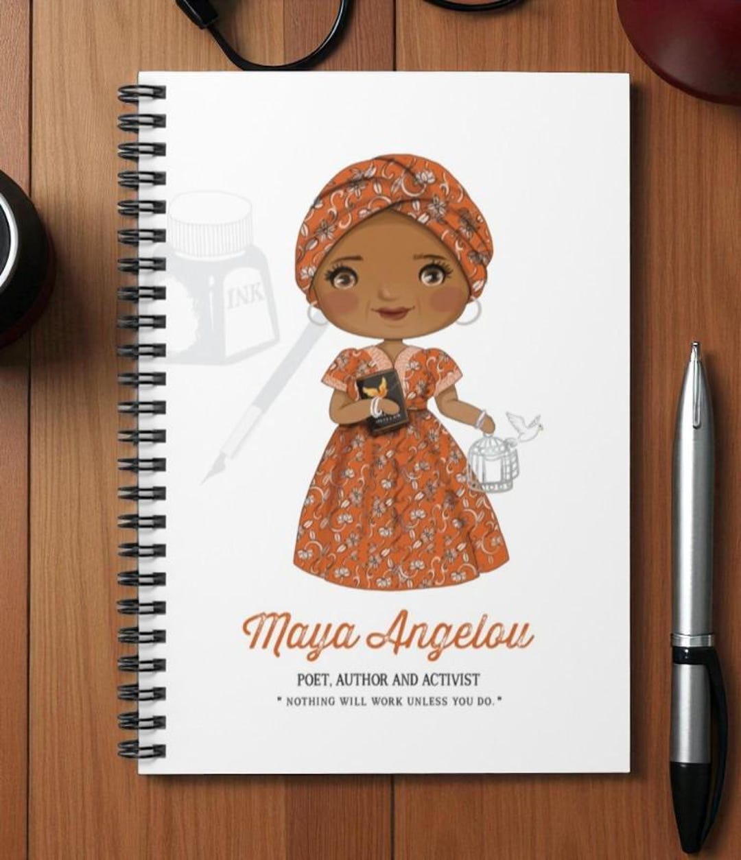 Maya Angelou Spiral Notebook | Inspirational Sublimated Journal | 120 ...