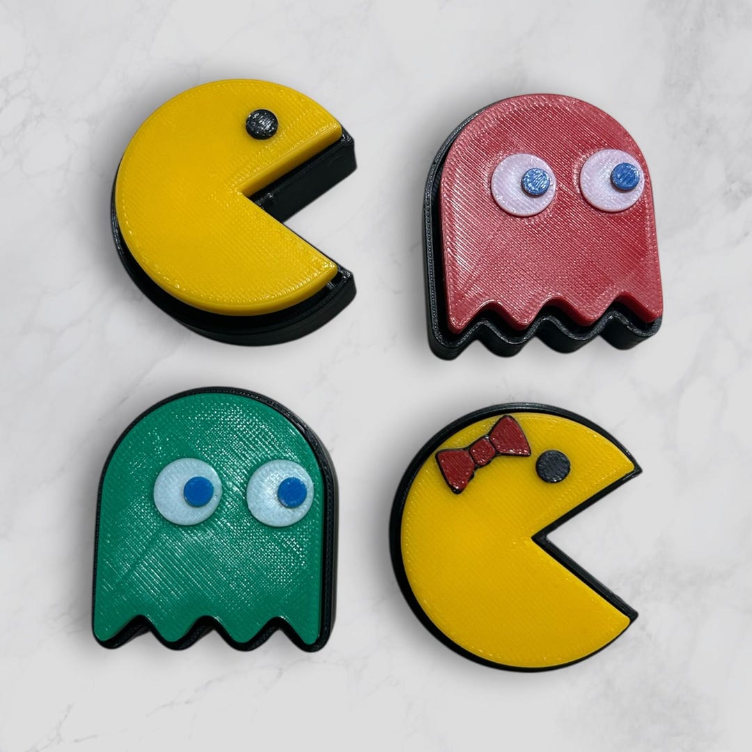 Pac-man Fidget Clicker Set • 4-piece Retro Game Keychains • Ms. Pac-man ...